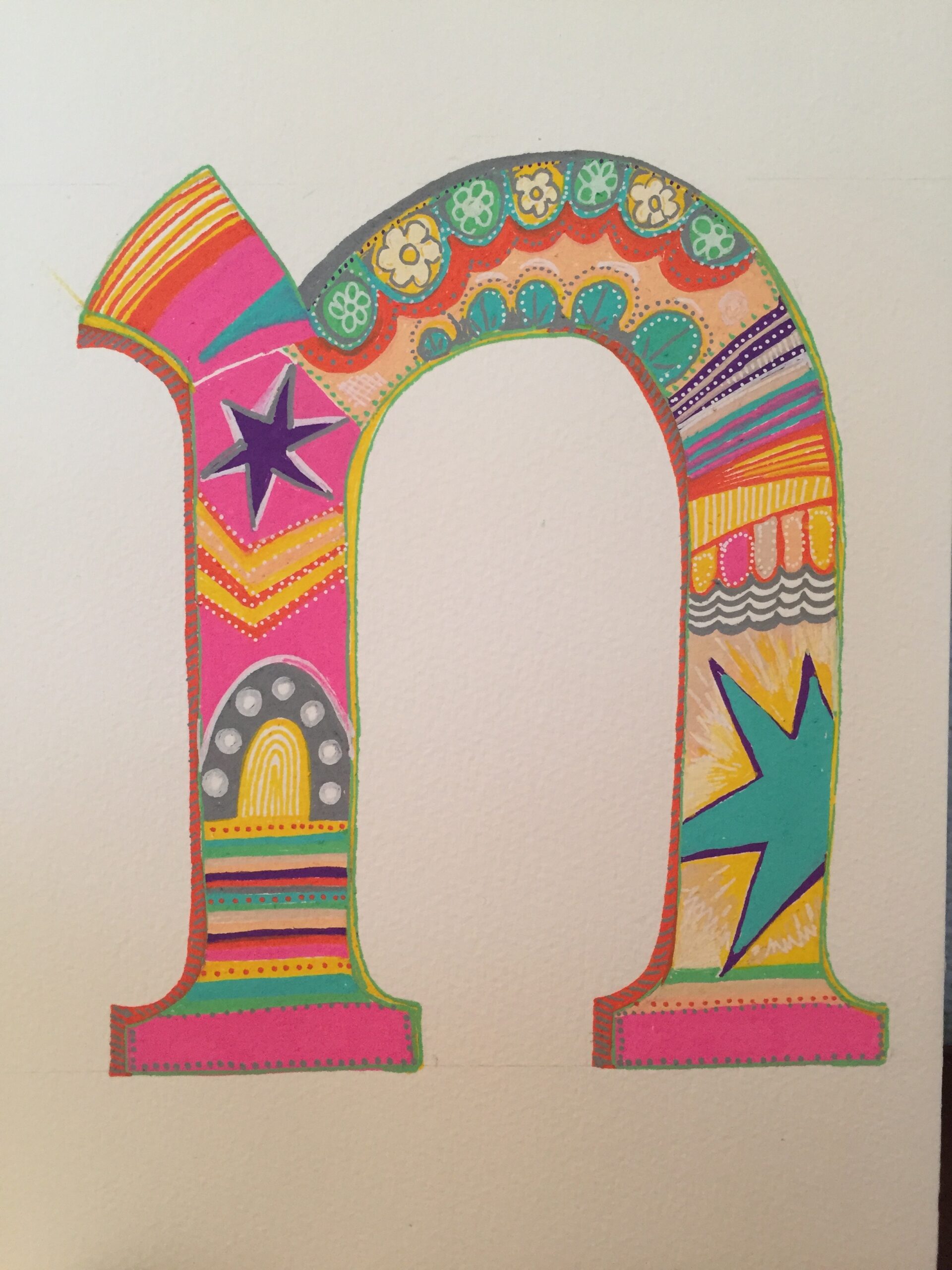 Neon N painting - Alison Clarke